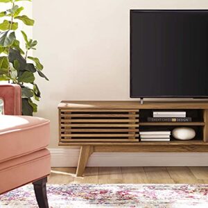 Modway Render 70" Mid-Century Modern Low Profile Media Console TV Stand, 70 Inch, Walnut Walnut