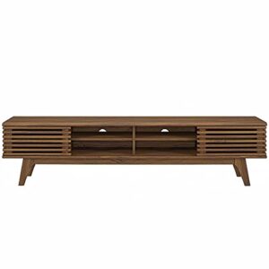 Modway Render 70" Mid-Century Modern Low Profile Media Console TV Stand, 70 Inch, Walnut Walnut