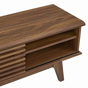 Modway Render 70" Mid-Century Modern Low Profile Media Console TV Stand, 70 Inch, Walnut Walnut