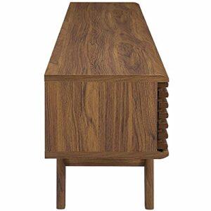 Modway Render 70" Mid-Century Modern Low Profile Media Console TV Stand, 70 Inch, Walnut Walnut