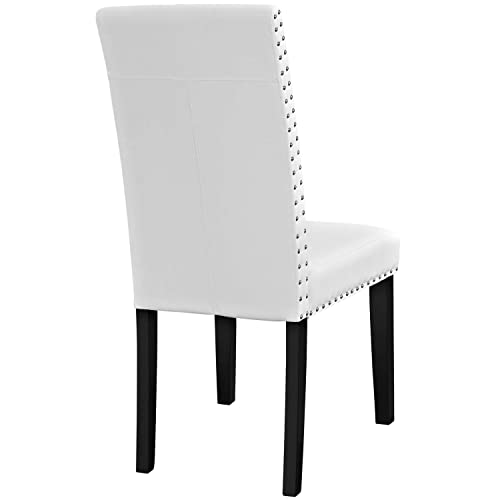 Modway Parcel Modern Faux Leather Upholstered Parsons Four Dining Chairs in White