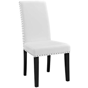 Modway Parcel Modern Faux Leather Upholstered Parsons Four Dining Chairs in White