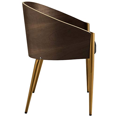 Modway Cooper Mid-Century Dining Chair in Faux Leather Upholstered Seat and Gold Legs in Gold