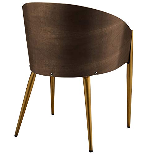 Modway Cooper Mid-Century Dining Chair in Faux Leather Upholstered Seat and Gold Legs in Gold