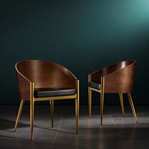 Modway Cooper Mid-Century Dining Chair in Faux Leather Upholstered Seat and Gold Legs in Gold