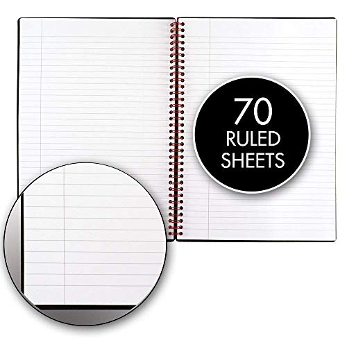 Black n' Red Twin Wire Poly Cover Notebook, 8-1/4 x 5-7/8 inches, Black/Red, 70 Ruled Sheets (C67009) (5)