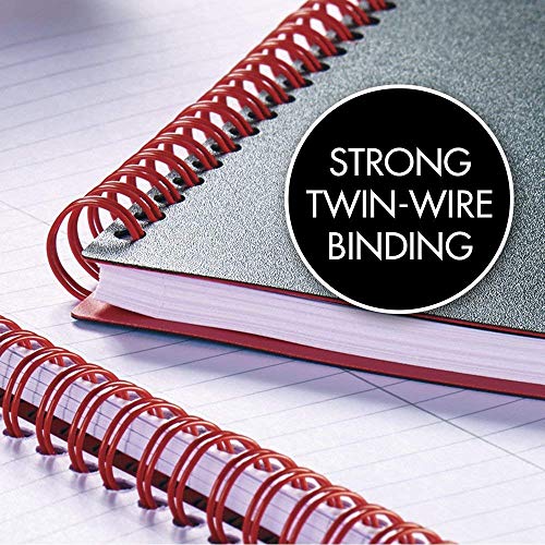 Black n' Red Twin Wire Poly Cover Notebook, 8-1/4 x 5-7/8 inches, Black/Red, 70 Ruled Sheets (C67009) (5)