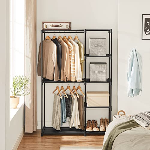 SONGMICS Portable Closet, Freestanding Closet Organizer, Clothes Rack with Shelves, Hanging Rods, Storage Organizer, for Cloakroom, Bedroom, 44.1 x 16.9 x 65 Inches, Black URYG24BK