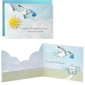 Hallmark Paper Wonder Paper Craft Baby Shower Card for Baby Boy (Stork) - 499RZW1027,4-x-5.5-inch