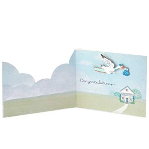 Hallmark Paper Wonder Paper Craft Baby Shower Card for Baby Boy (Stork) - 499RZW1027,4-x-5.5-inch