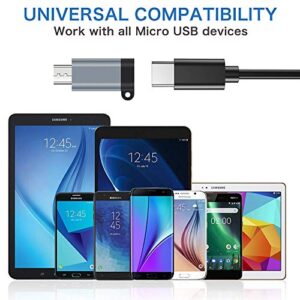 USB C to Micro USB Adapter, (4-Pack) Type C Female to Micro USB Male Convert Connector with Keychain Charge & Data Sync Compatible Samsung Galaxy S7/S7 Edge, Nexus 5/6 and Micro USB Devices(Grey)