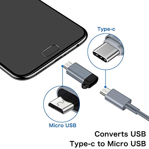 USB C to Micro USB Adapter, (4-Pack) Type C Female to Micro USB Male Convert Connector with Keychain Charge & Data Sync Compatible Samsung Galaxy S7/S7 Edge, Nexus 5/6 and Micro USB Devices(Grey)