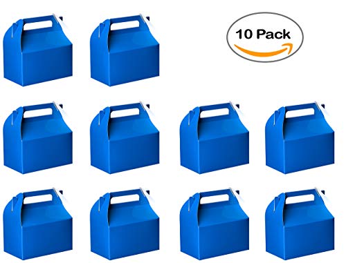 Hammont Party Favors Paper Treat Boxes (10 Pack) Blue Colored Paper Containers & Boxes Treat Container Cookie Boxes Cute Designs Perfect for Parties and Celebrations 6.25" x 3.75" x 3.5"