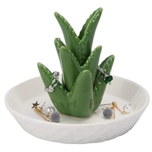 home smile ceramic aloe ring holder with derorative white dish dish for jewelry,christmas birthday gifts