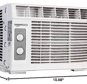 Amazon Basics Window Mounted Air Conditioner with Mechanical Control Cools 150 Square Feet, 5000 BTU, AC Unit, White