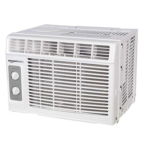 Amazon Basics Window Mounted Air Conditioner with Mechanical Control Cools 150 Square Feet, 5000 BTU, AC Unit, White