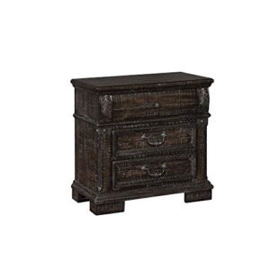 benjara benzara wooden nightstand with block legs, brown