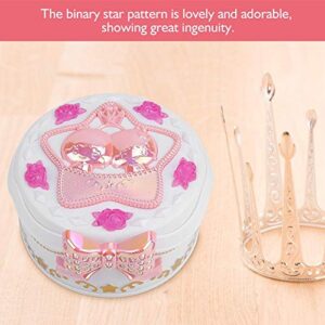 Music Boxes For Girls, Round Music Box for Girls With Mirror, Miniature 360 Degree Rotary Girl And Jewelry Storage Functional Baby Toys(White)