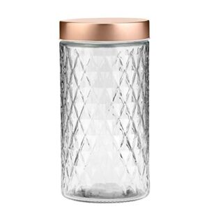 Amici Home Desmond Glass Canister | Set of 3 | Dry Food Storage Container with Airtight Copper Lid | Clear Glass Jar for Kitchen & Pantry Organization | 32, 48, & 60 Oz