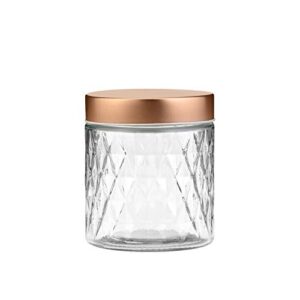 Amici Home Desmond Glass Canister | Set of 3 | Dry Food Storage Container with Airtight Copper Lid | Clear Glass Jar for Kitchen & Pantry Organization | 32, 48, & 60 Oz