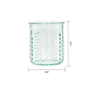 Amici Home Urchin DOF Glass and Bottle Set | 12 Oz Glasses & 34 Oz Bottle | Italian Made, Recycled Green Glass | Hobnail Drinkware for Water, Juice, Cocktails (Set of 6 Glasses & Bottle)