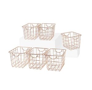 spectrum diversified wire pet, toy, office, dorm storage bin organizer, basket, mini, pack of 6, copper