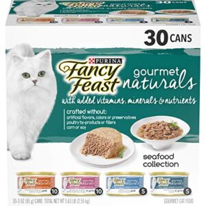 purina fancy feast wet cat food variety pack gourmet naturals seafood - (30) 3 oz. cans