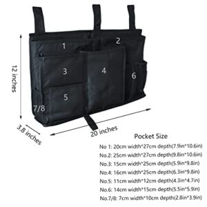 DuomiW Bedside Storage Organizer, Bedside Caddy Hanging Storage Bag, Bunk Dorm Rooms Hospital Bed Rails and Baby Bed with 8 Pockets (Black)