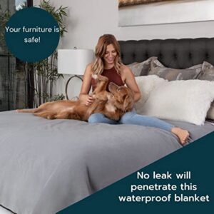 Waterproof Blanket Cover 80”x90” for Adults, Dogs, Cats or Any Pets - 100% Waterproof Furniture or Mattress Protector – Large Size for Twin, Queen, King Beds (Warm Gray/Cool Gray)