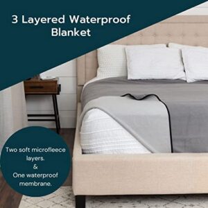 Waterproof Blanket Cover 80”x90” for Adults, Dogs, Cats or Any Pets - 100% Waterproof Furniture or Mattress Protector – Large Size for Twin, Queen, King Beds (Warm Gray/Cool Gray)