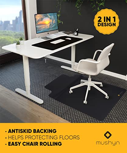 Office Chair Mat with Anti Fatigue Cushioned Foam - Chair Mat for Hardwood Floor with Foot Rest Under Desk - 2 in 1 Chairmat Standing Desk Anti-Fatigue Comfort Mat for Hard Floor - Size 54”x 36”