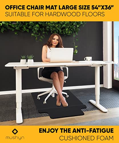 Office Chair Mat with Anti Fatigue Cushioned Foam - Chair Mat for Hardwood Floor with Foot Rest Under Desk - 2 in 1 Chairmat Standing Desk Anti-Fatigue Comfort Mat for Hard Floor - Size 54”x 36”