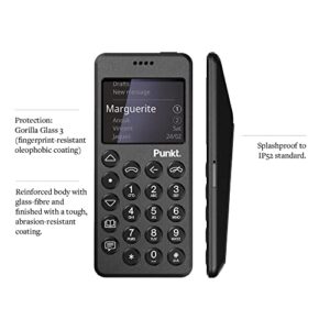 Punkt. MP02 New Generation 4G LTE Minimalist Mobile Phone, Unlocked, Nano-SIM, Wi-Fi Hotspot, Digital Security, 2GB RAM+16GB Storage, 1280 mAh Battery, Multiband – Black