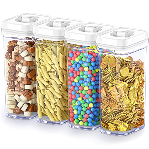 DWËLLZA KITCHEN Airtight Food Storage Containers – 4 Piece set Air Tight Pantry Storage Containers Clear Kitchen Organization and Storage Set BPA-Free - Keeps your Food Fresh & Dry