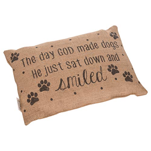 The Country House Collection Primitive Burlap Jute Brown and Black 12" x 8" Throw Pillow (The Day God Made Dogs)