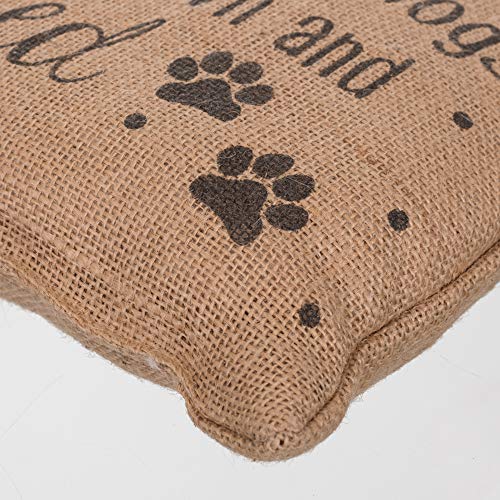 The Country House Collection Primitive Burlap Jute Brown and Black 12" x 8" Throw Pillow (The Day God Made Dogs)