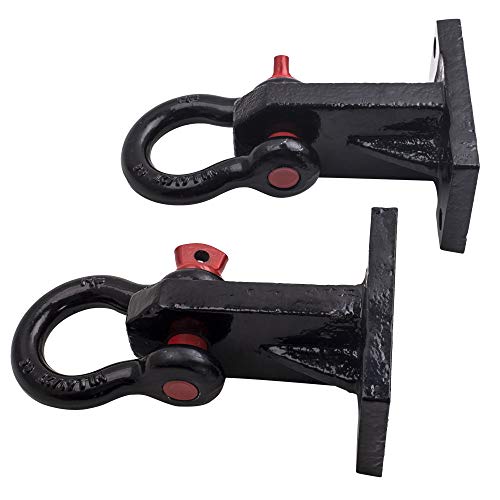 Front Tow Hooks Heavy Duty for Dodge Ram 2500/3500 2010-2017 D Ring Shackles Black 2Pcs