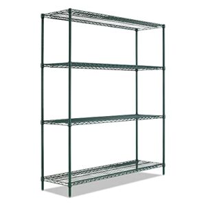 alera ba plus wire shelving kit, four-shelf, 72w x 24d x 72h, black anthracite plus