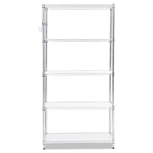 Alera SW653618SR 36 in. x 18 in. x 72 in. Five-Shelf Wire Shelving Kit with Casters and Shelf Liners - Silver