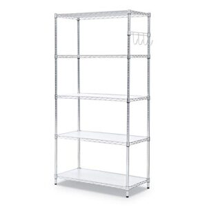 Alera SW653618SR 36 in. x 18 in. x 72 in. Five-Shelf Wire Shelving Kit with Casters and Shelf Liners - Silver