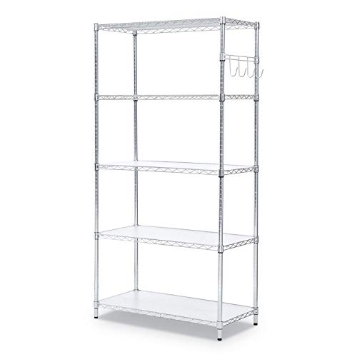 Alera SW653618SR 36 in. x 18 in. x 72 in. Five-Shelf Wire Shelving Kit with Casters and Shelf Liners - Silver