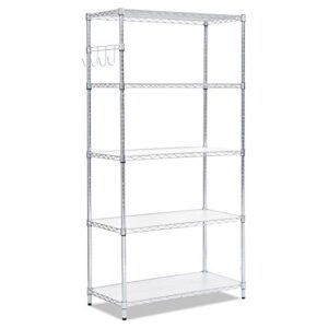 Alera SW653618SR 36 in. x 18 in. x 72 in. Five-Shelf Wire Shelving Kit with Casters and Shelf Liners - Silver