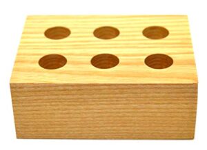 wooden entomology pin storage block, 6 holes for various pin sizes, 3/8" diameter holes - eisco labs