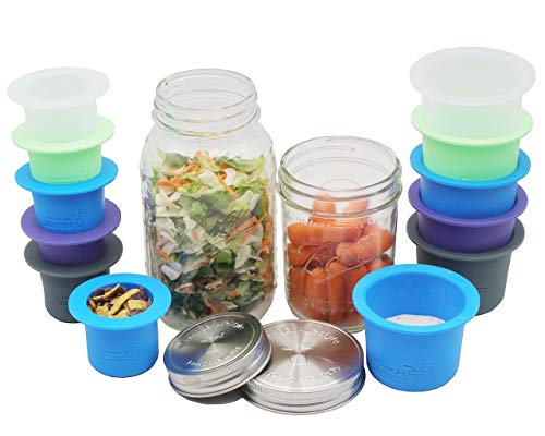 Divider Cup by Mason Jar Lifestyle - For Salads, Dips, and Snacks. Plastic Free Bento Lunch Container(Frost, Wide Mouth)