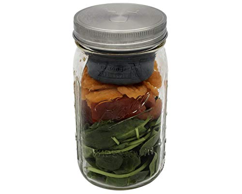 Divider Cup by Mason Jar Lifestyle - For Salads, Dips, and Snacks. Plastic Free Bento Lunch Container(Frost, Wide Mouth)