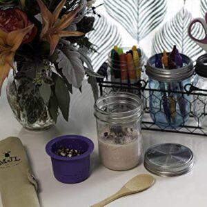 Divider Cup by Mason Jar Lifestyle - For Salads, Dips, and Snacks. Plastic Free Bento Lunch Container(Frost, Wide Mouth)