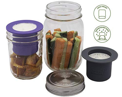 Divider Cup by Mason Jar Lifestyle - For Salads, Dips, and Snacks. Plastic Free Bento Lunch Container(Frost, Wide Mouth)