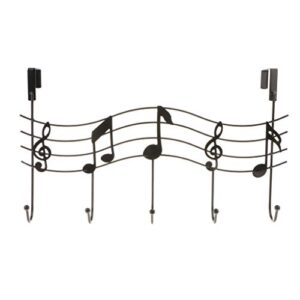 over the door hooks music note metal hook coat hat bag wall hook hanger organizer holder - black