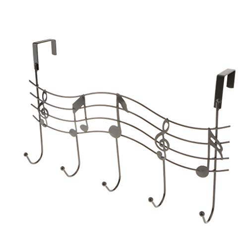 Over The Door Hooks Music Note Metal Hook Coat Hat Bag Wall Hook Hanger Organizer Holder - Black