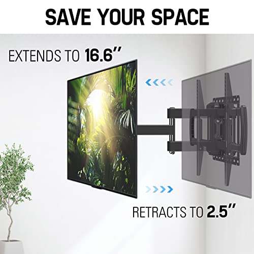 Mounting Dream TV Mount for Most 42-75 inch Flat Screen TVs Up to 100 lbs, Full Motion TV Wall Mount with Swivel Articulating 6 Arms, TV Wall Mounts Fit 12'', 16” Wood Studs, Max VESA 600x400mm